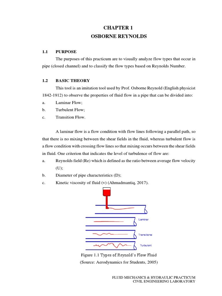 Laporan Osborne Reynolds | PDF | Reynolds Number | Fluid Dynamics