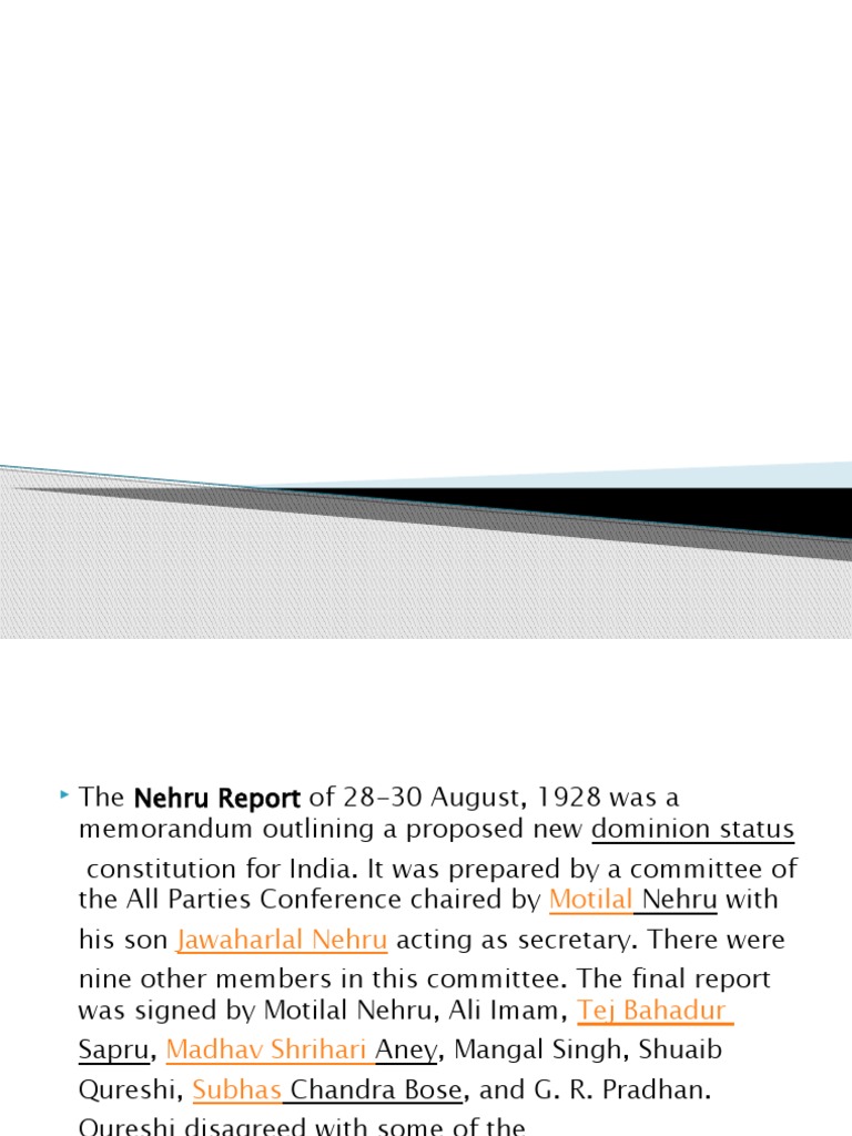 Nehru Report & Jinnah 14 Points | PDF | South Asia | Politics Of India