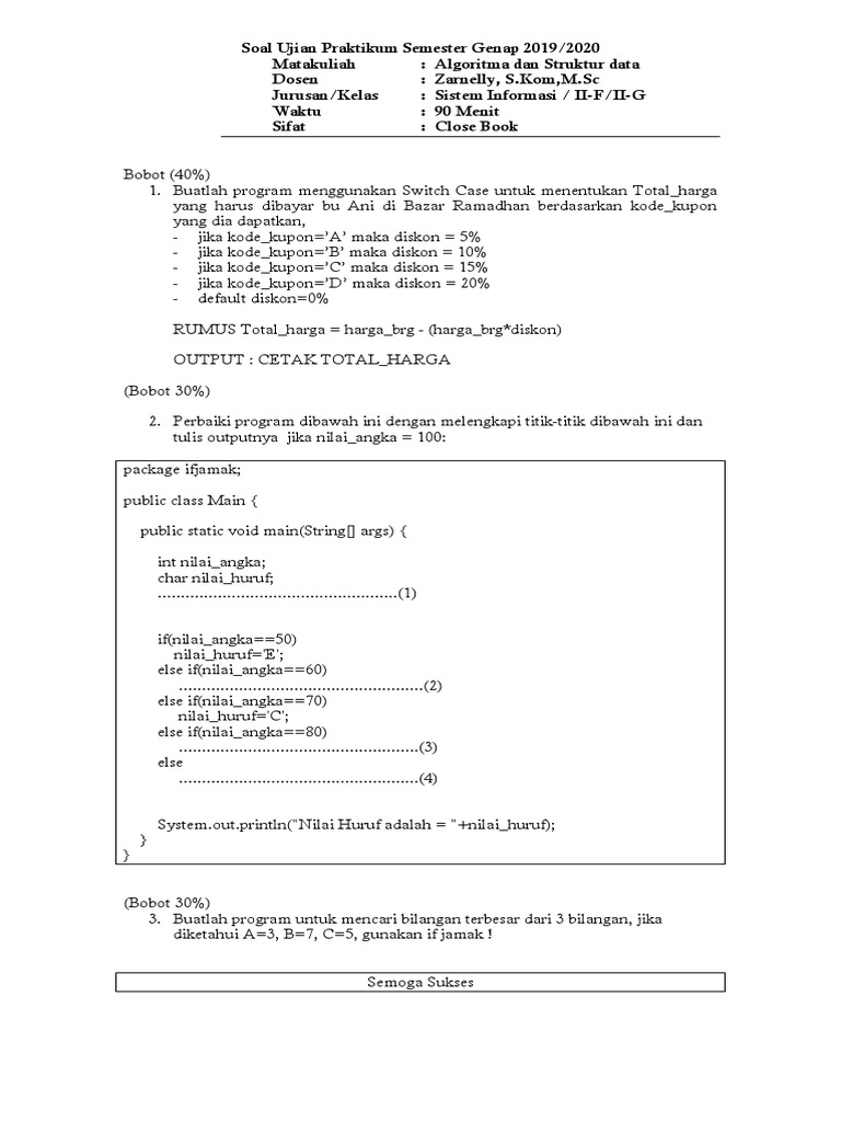 Soal Uts Praktikum Asd | PDF