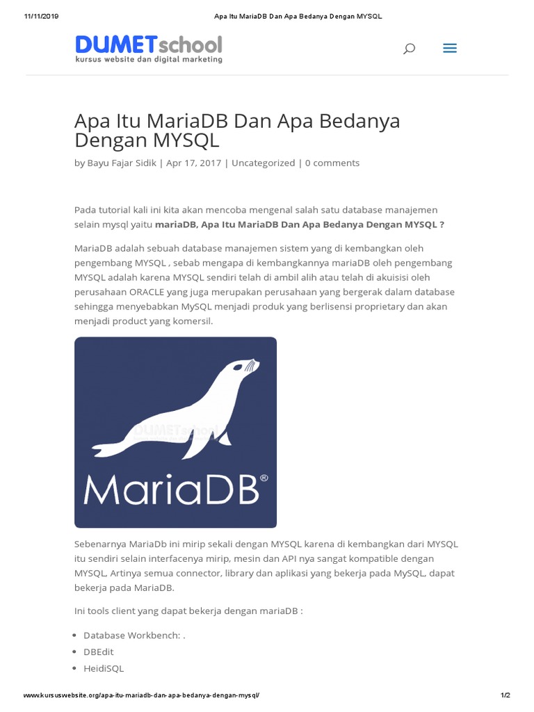 Apa Itu MariaDB Dan Apa Bedanya Dengan MYSQL | PDF | Bisnis