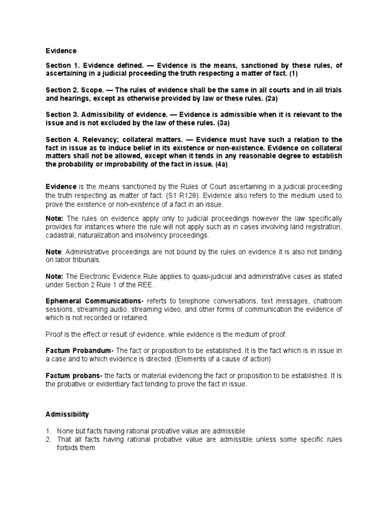 Pio Roda Notes On Evidence Riguera Riano | PDF | Parol Evidence Rule ...