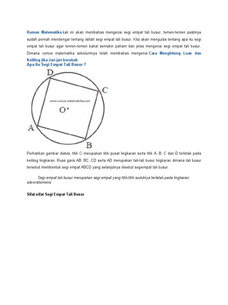 Rumus Matematika Busur Segi Empat | PDF