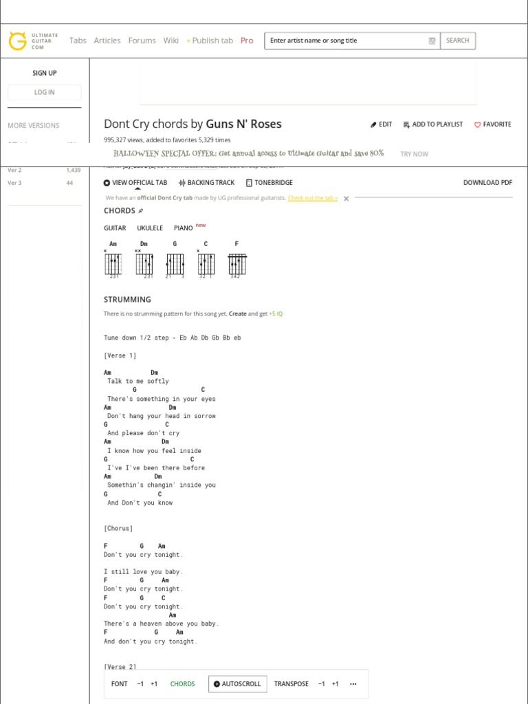 "Don't Cry Chords - Guns N' Roses" | PDF | Musical Forms ...