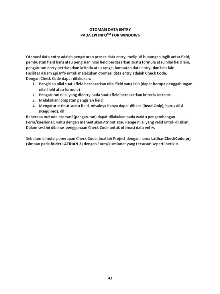 MODUL 2 APLIKASI EPI INFO For WINDOWS | PDF