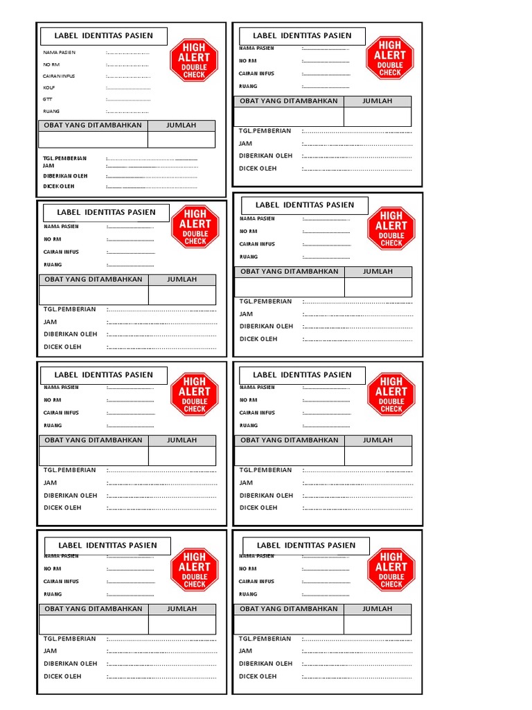 LABEL HIGH ALERT INFUS Baru Baru-1 | PDF