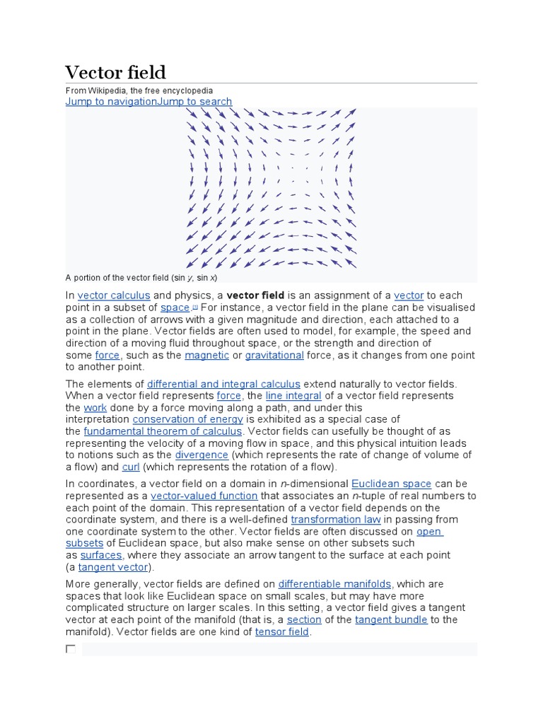 Vector Field: From Wikipedia, The Free Encyclopedia | PDF ...