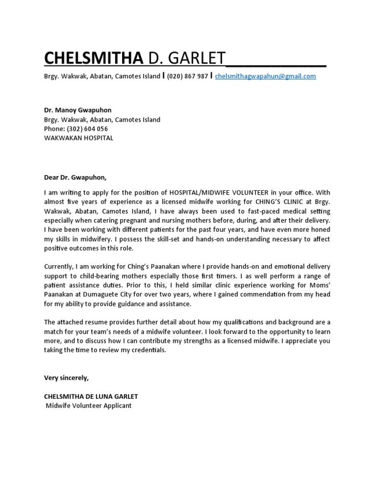 Midwife Cover Letter | PDF