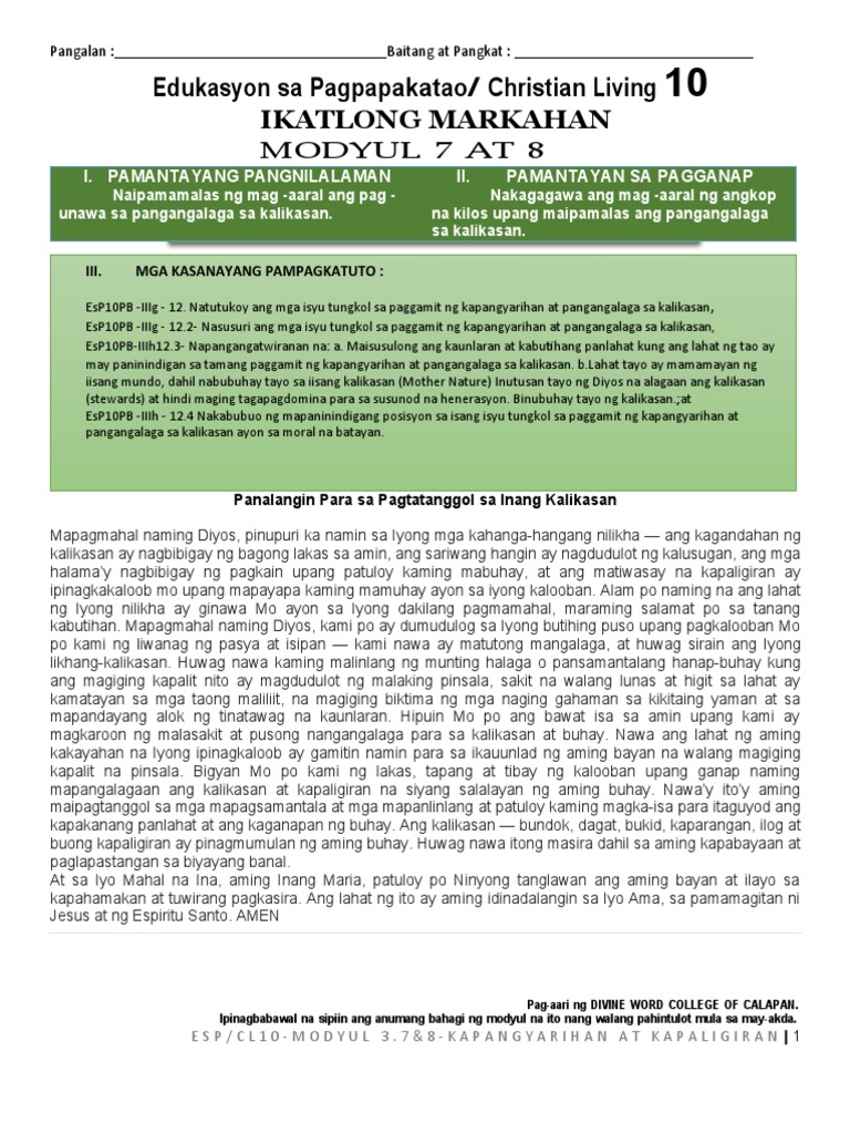 ESP CL Module 3 7-8 Answered | PDF