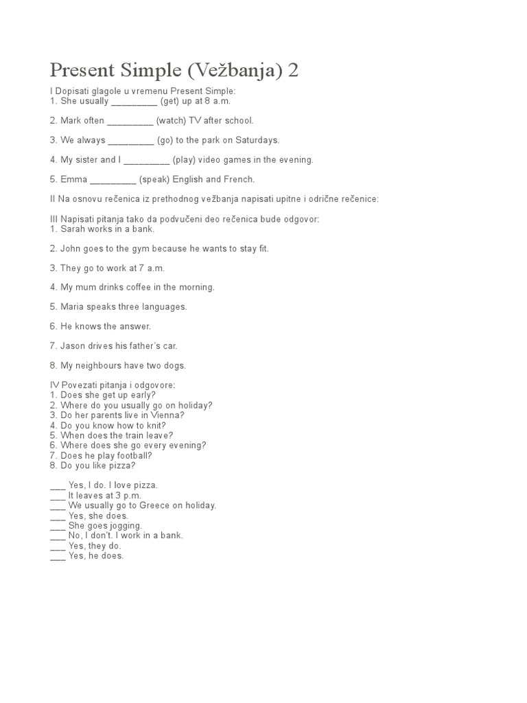 Test Present Simple | PDF