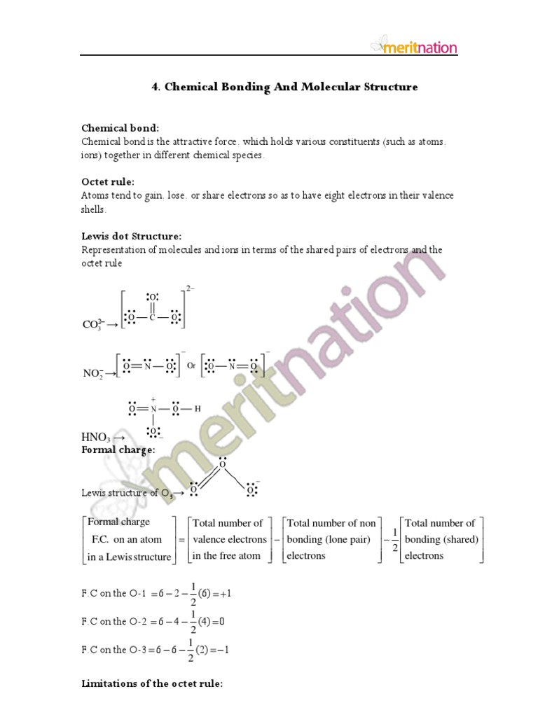 Class 11 Chemical Bonding Notes | PDF | Covalent Bond | Chemical Bond