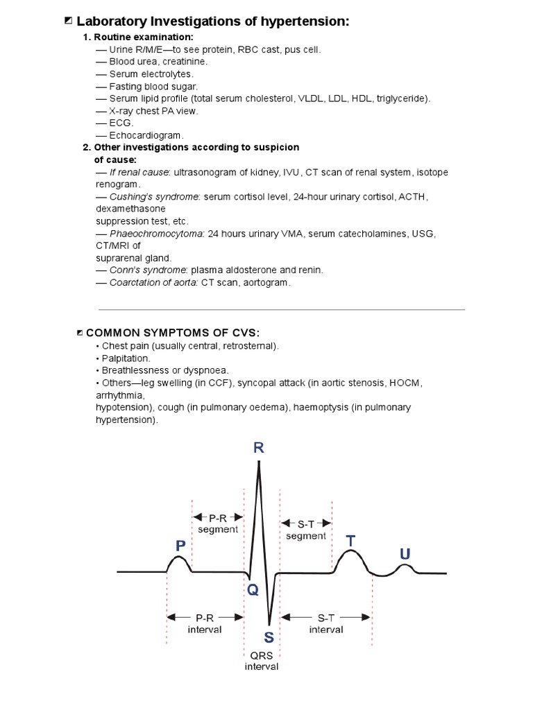 Hypertension Laboratory Investigations Guide | PDF | Wellness