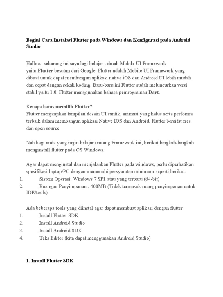 Cara Instalasi Dan Konfigurasi Flutter Pada Windows Dan Andr Cara Instalasi Dan Konfigurasi Flutter Pada Windows Dan Andr