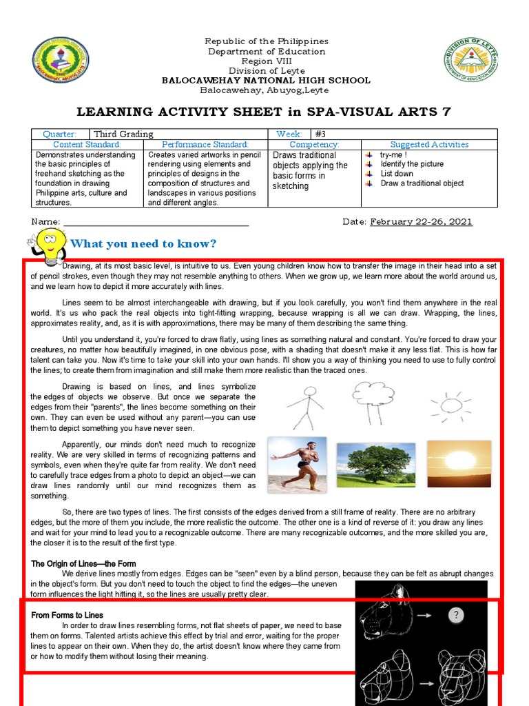 Learning Activity Sheet in Spa-Visual Arts 7: What You Need To Know ...