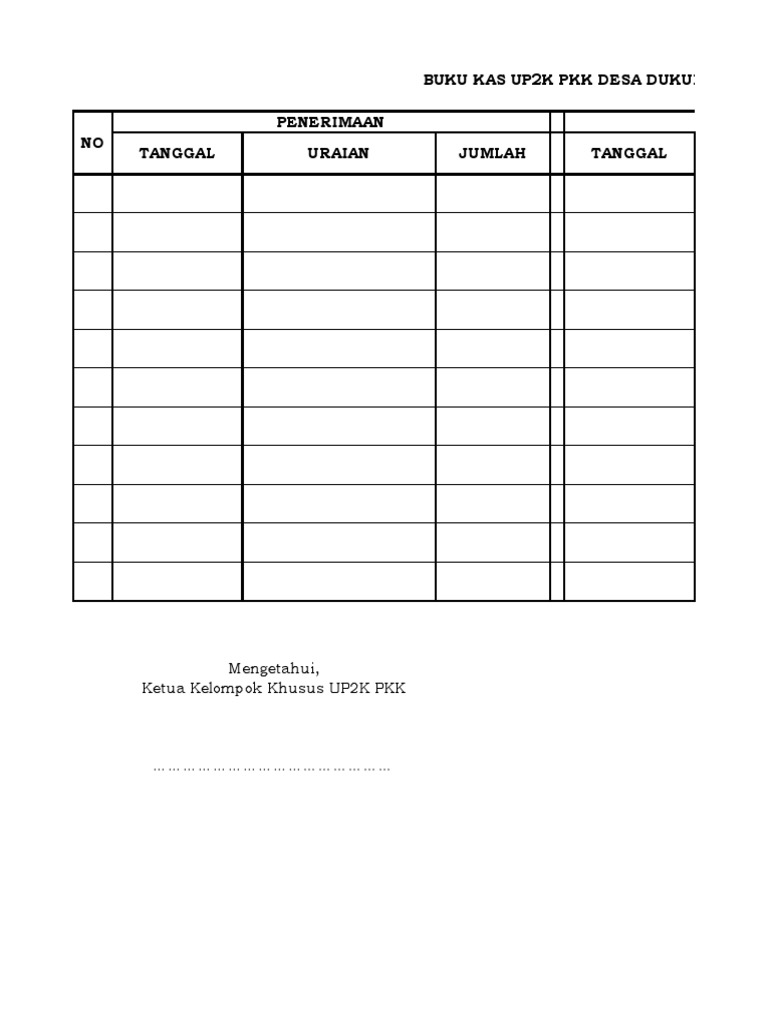 Buku Kas Dan Angsuran Up2k PKK | PDF