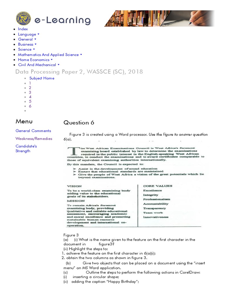 Data Processing Paper 2, WASSCE (SC), 2018 | PDF | Microsoft Word | Computing