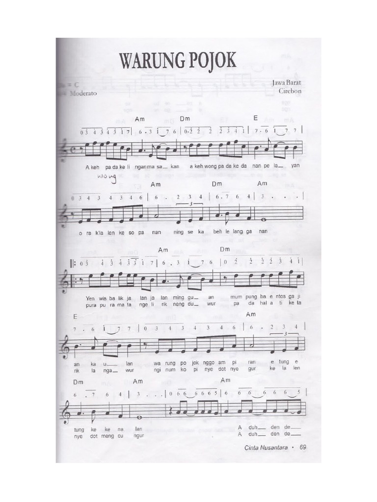 Not Angka Lagu Warung Pojok | PDF