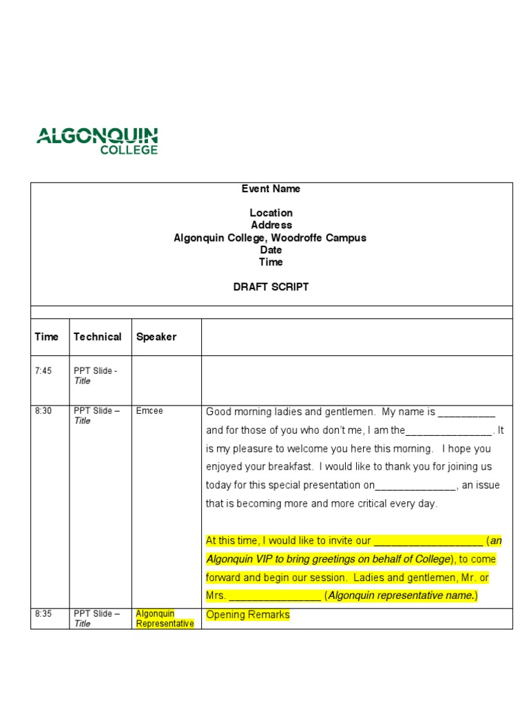 Sample MC Draft Script | PDF