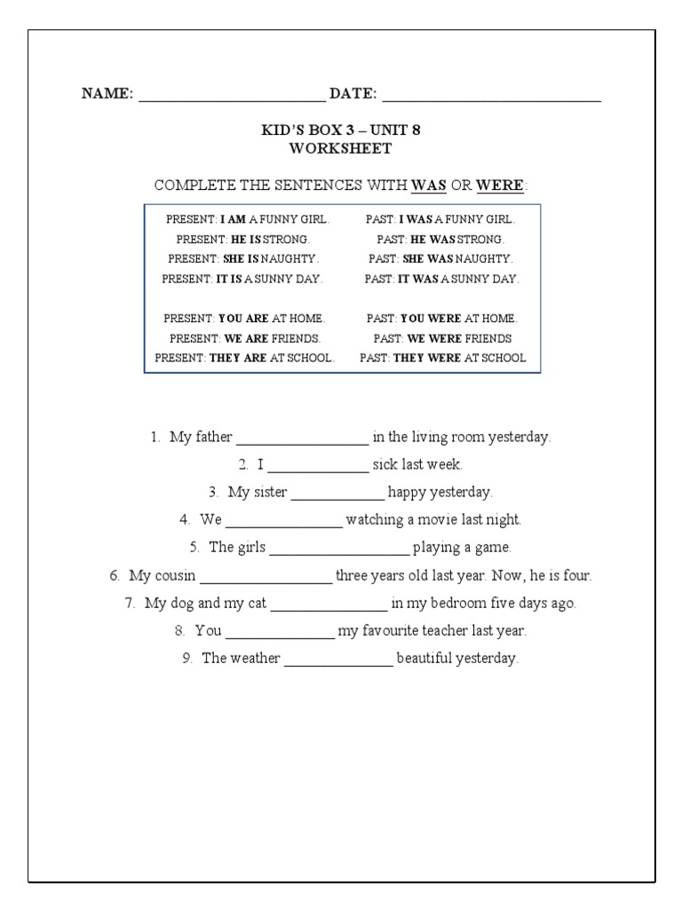 KB3 - Unit 8 - Worksheet | PDF