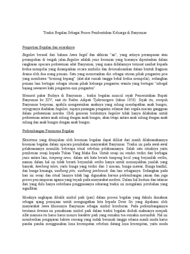 Tradisi Begalan | PDF | Pengembangan Diri | Kesehatan Holistik