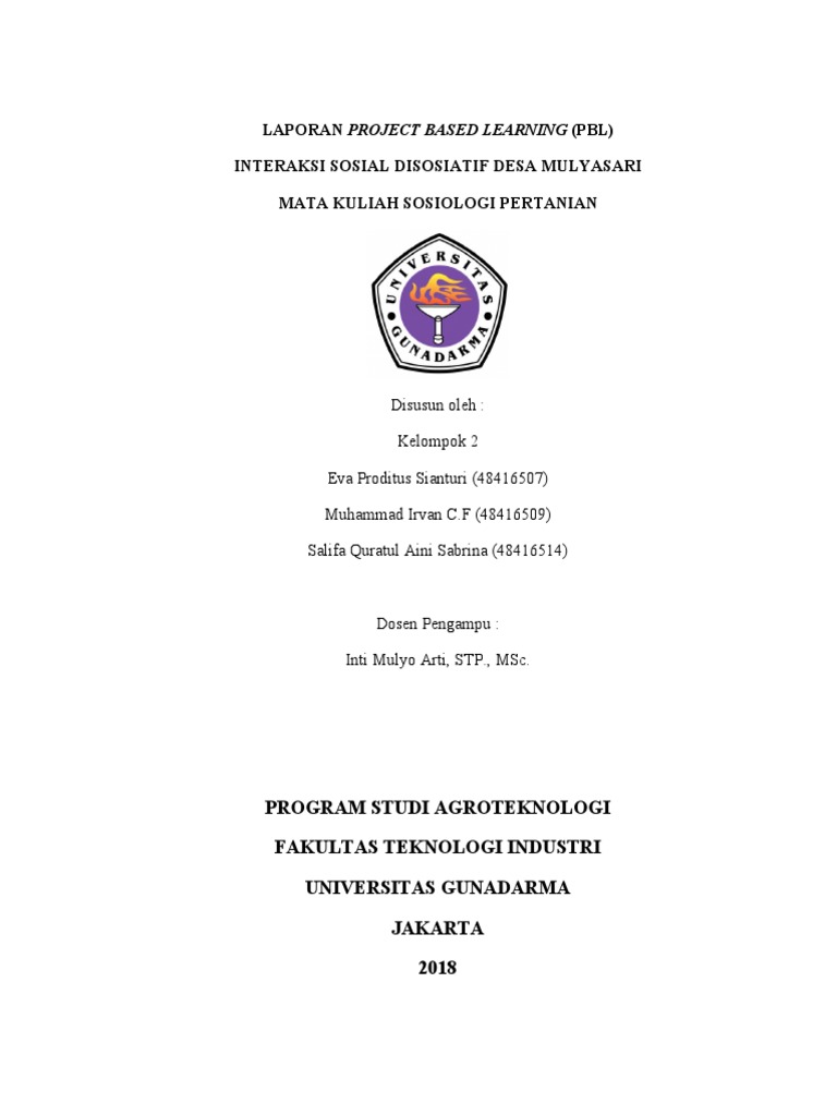 Laporan Project Based Learning Sosper | PDF | Ilmu Sosial