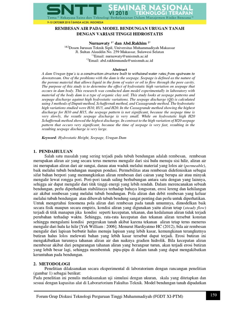 Rembesan Air Pada Model Bendungan Urugan Tanah | PDF | Seni | Sains & Matematika