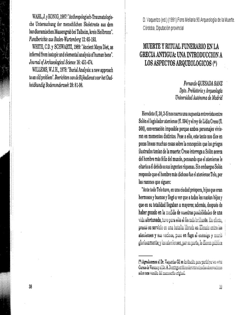 Muerte y Ritual Funerario en La Grecia Antigua Una Introducción A Los Aspectos Arqueológicos ...