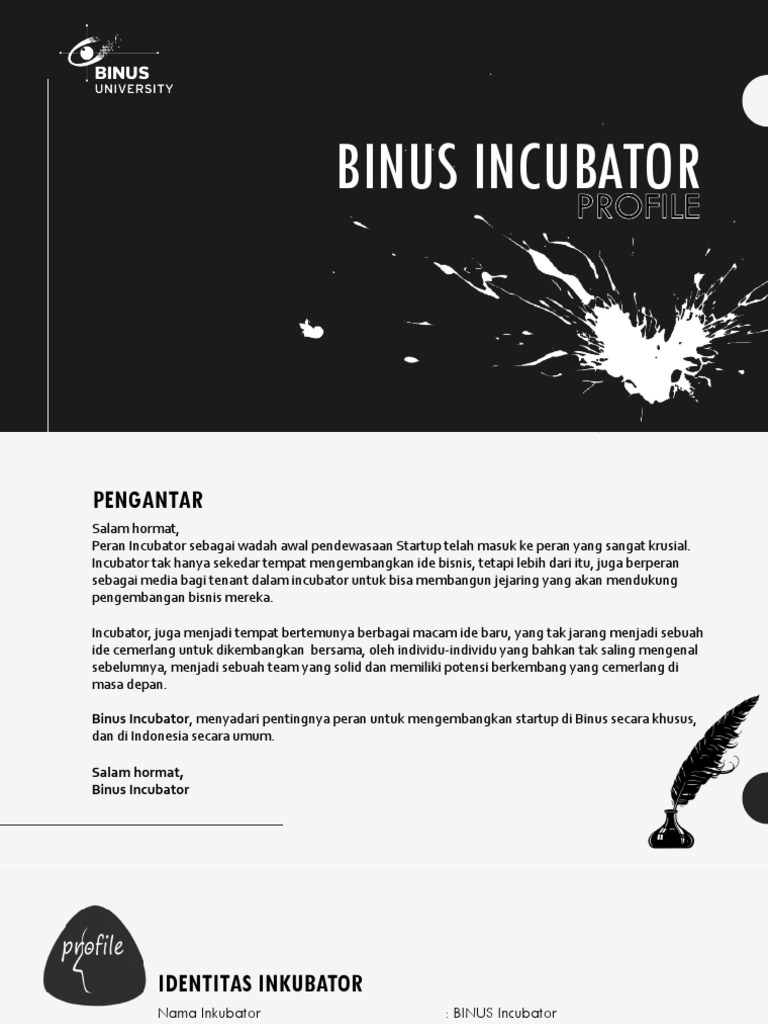 Profil dan Layanan Binus Incubator | PDF