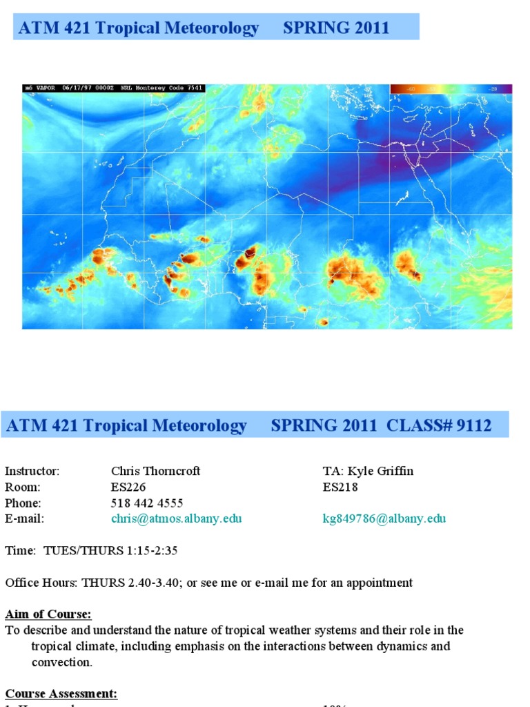 ATM 421 Tropical Meteorology SPRING 2011 | PDF | Tropical Cyclones | Vortices