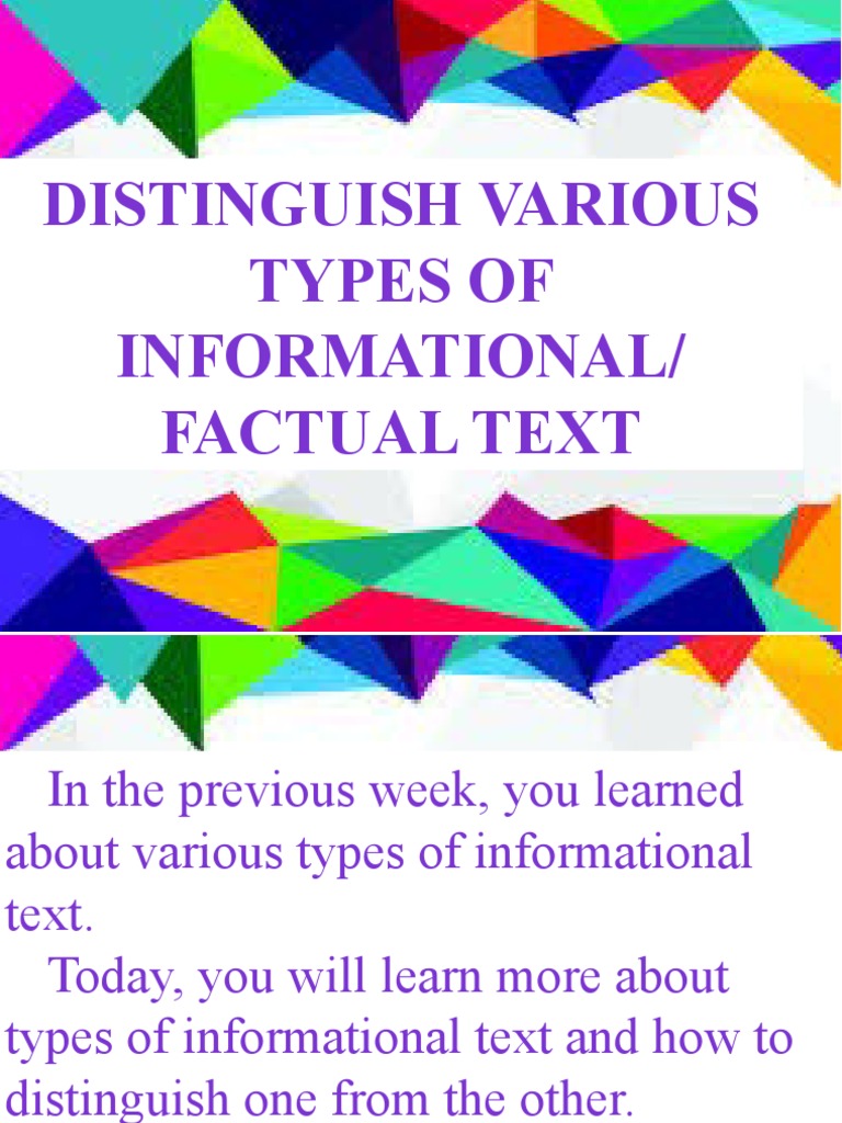 Types of Informational Text for Grade 6 | PDF | Compass | Light
