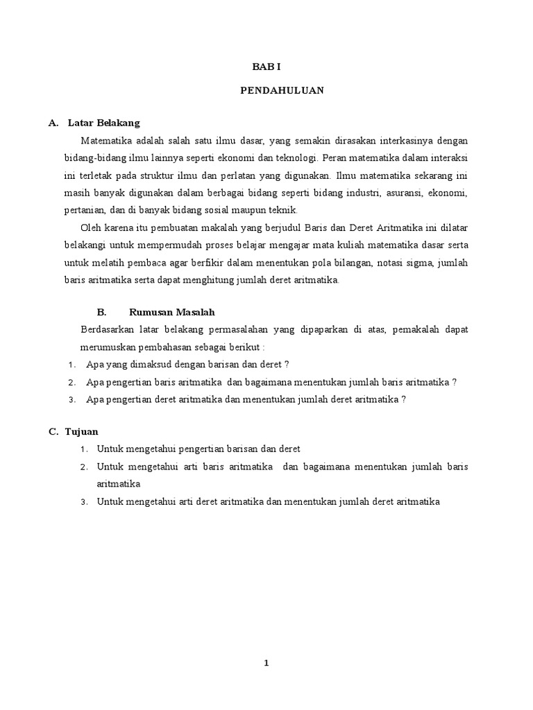 Makalah Barisan Deret Aritmatika | PDF