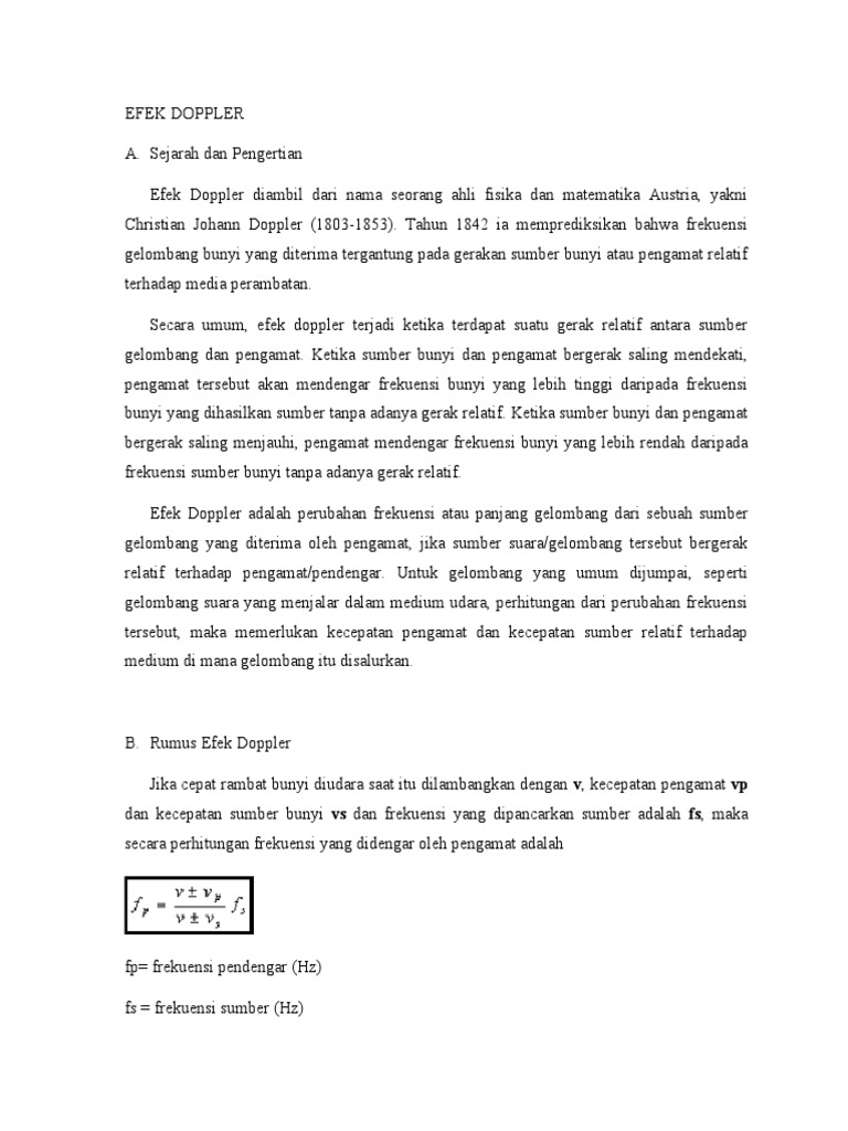Efek Doppler: Konsep dan Rumus | PDF | Seni