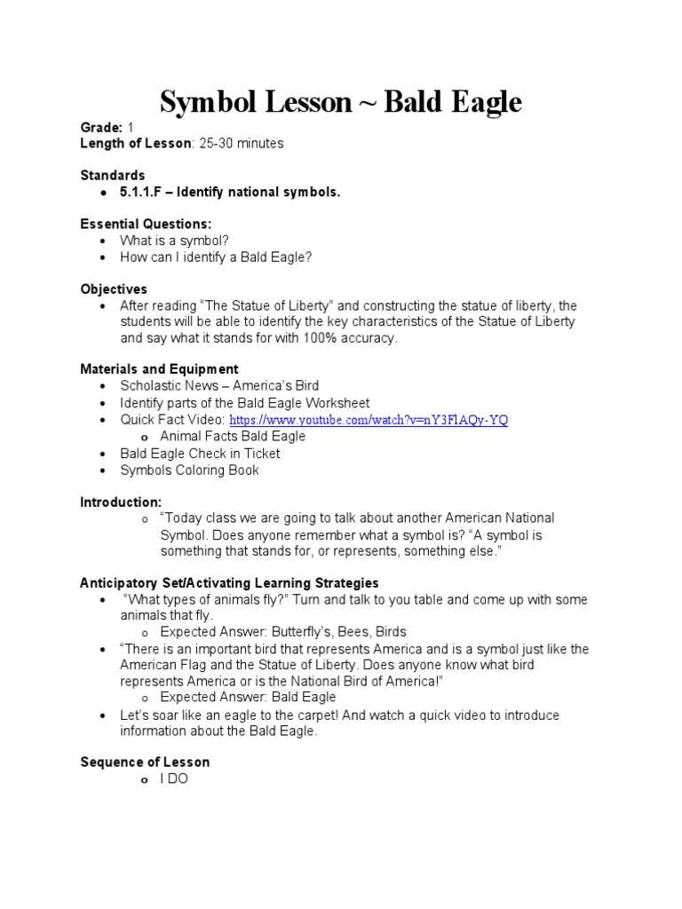 Symbol Lesson Plan Bald Eagle | PDF | Eagle | Bald Eagle