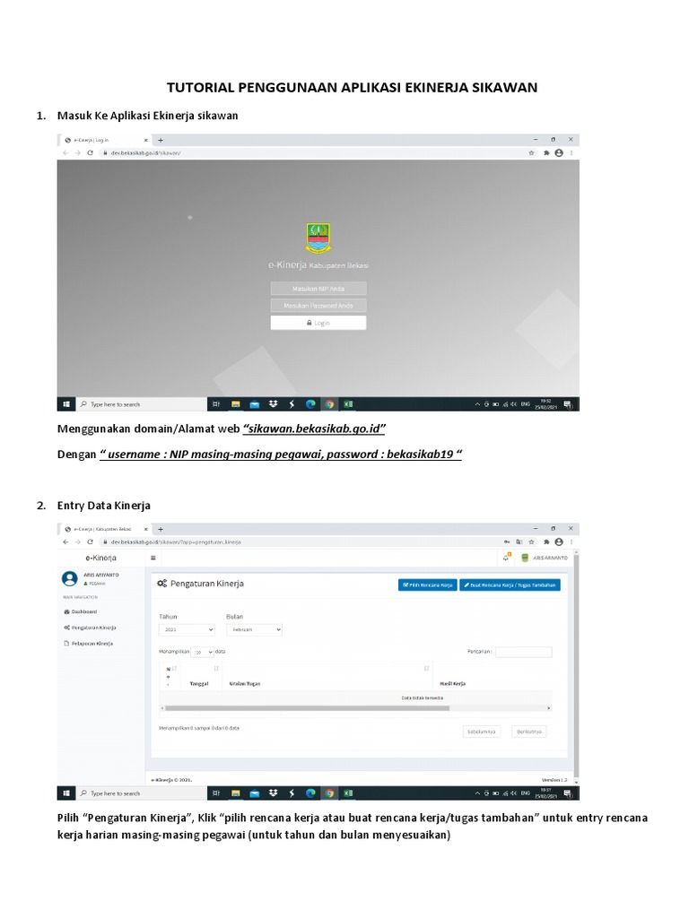 Tutorial Pengisian Ekinerja 2021 | PDF