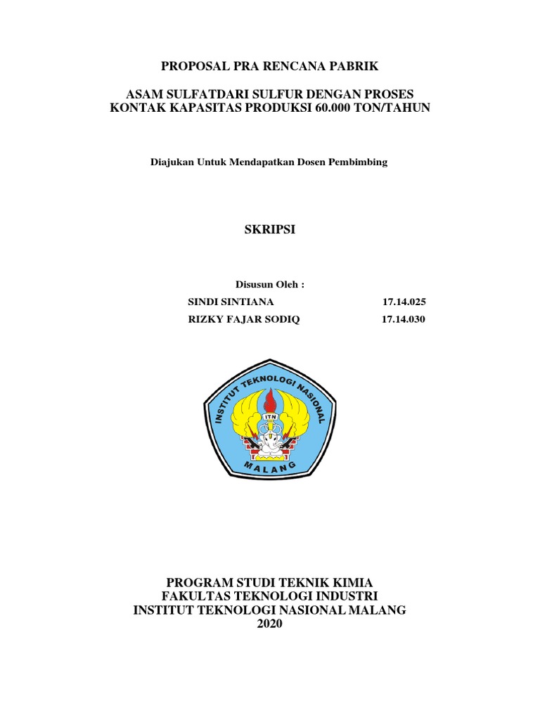 Proposal Pra Rencana Pabrik Asam Sulfat | PDF