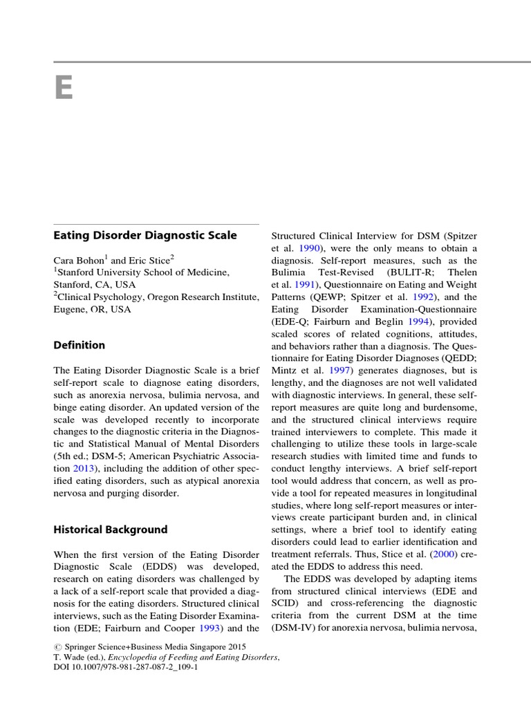 Eating Disorder Diagnostic Scale | PDF | Eating Disorder | Diagnostic ...