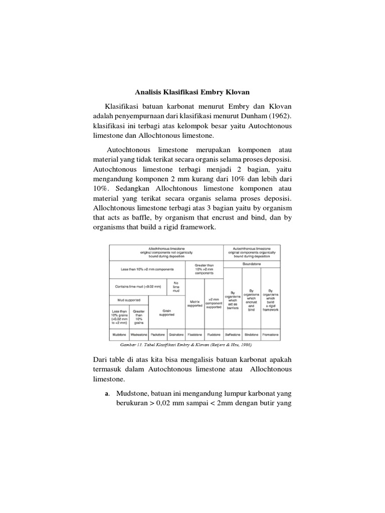 Analisis Klasifikasi Embry Klovan | PDF