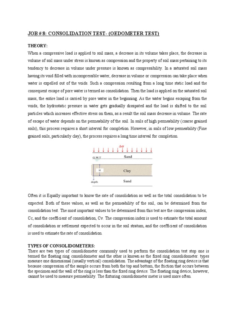 Job # 8: Consolidation Test - (Oedometer Test) : Theory | PDF ...