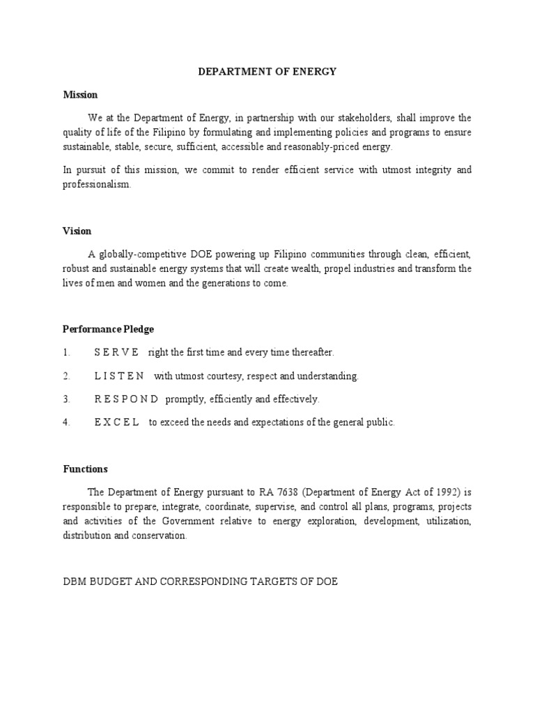 DOE Budget and Targets Overview | PDF | Technology & Engineering