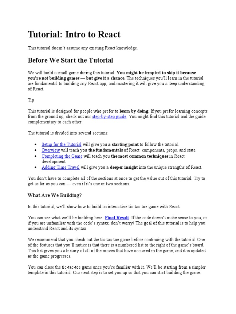 Tutorial: Intro To React: Before We Start The Tutorial | PDF | Java Script | Computer Science