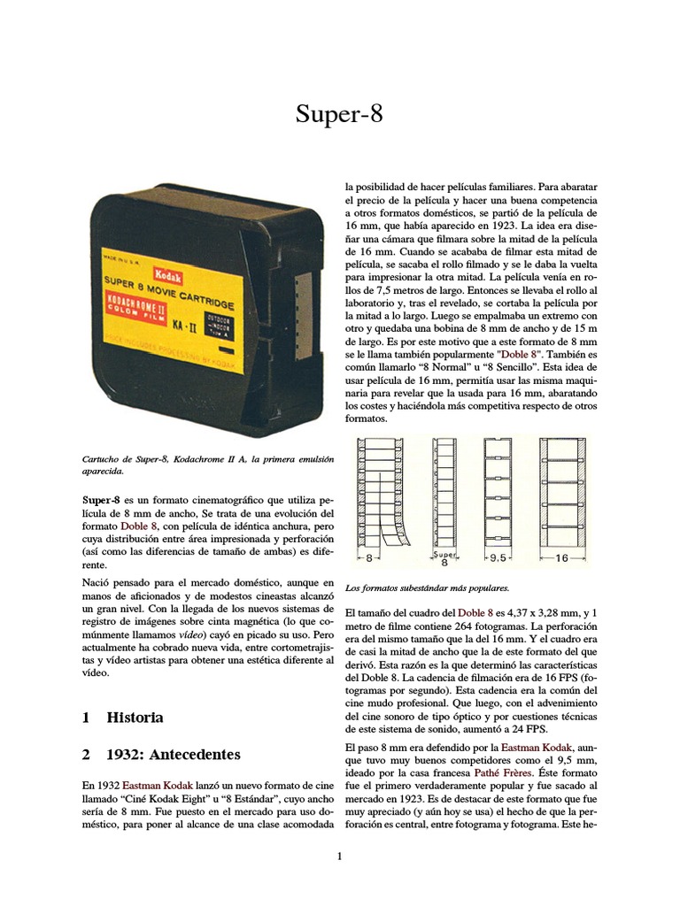 Historia del Formato Super-8 | PDF | Equipo de fotografía | Cine
