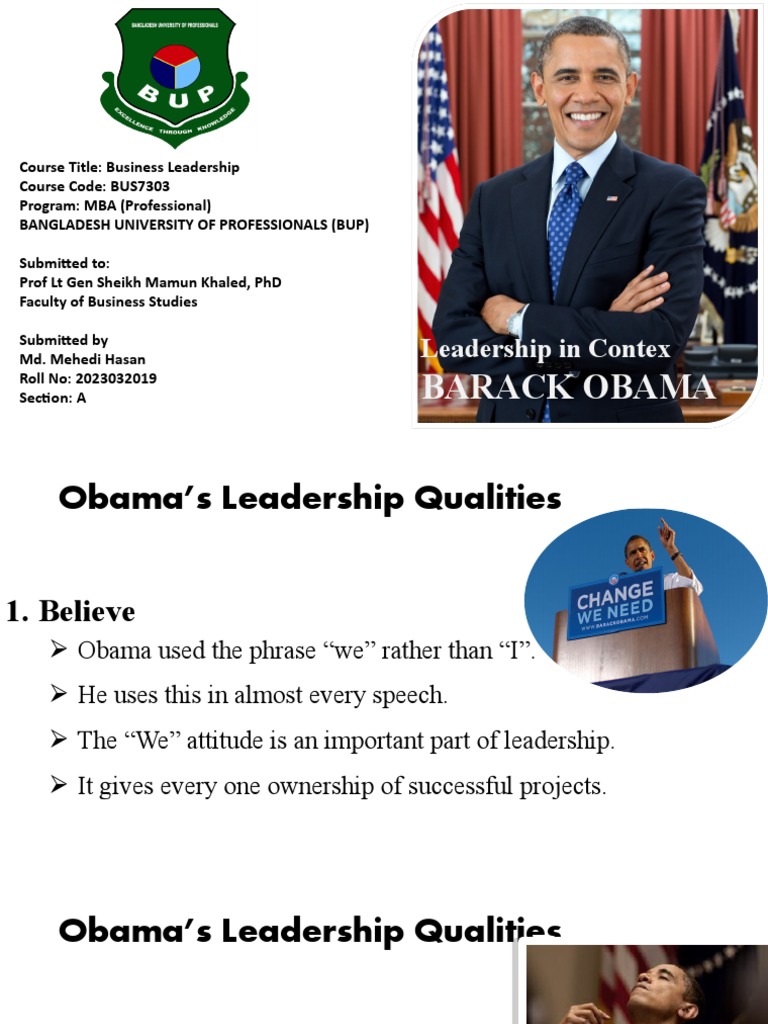 Barack Obama: Leadership in Contex | PDF | Leadership