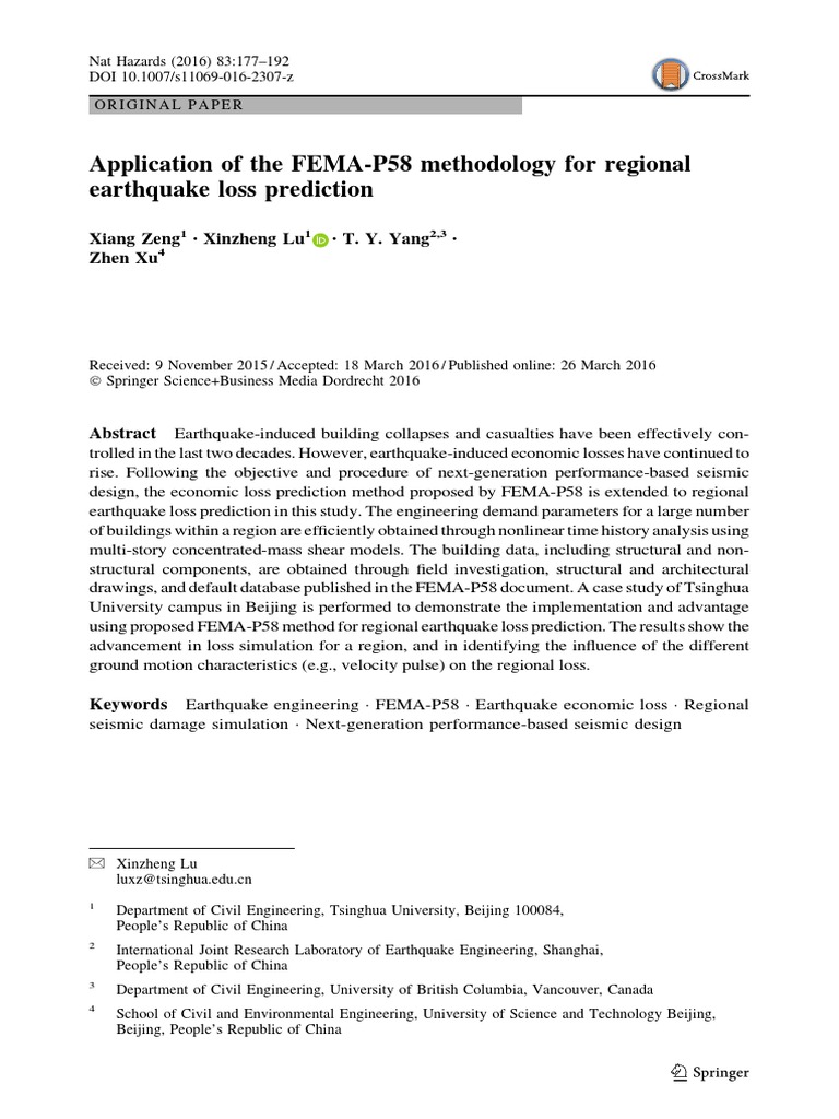 FEMA P-58 Application of The FEMA-P58 Methodology For Regional ...