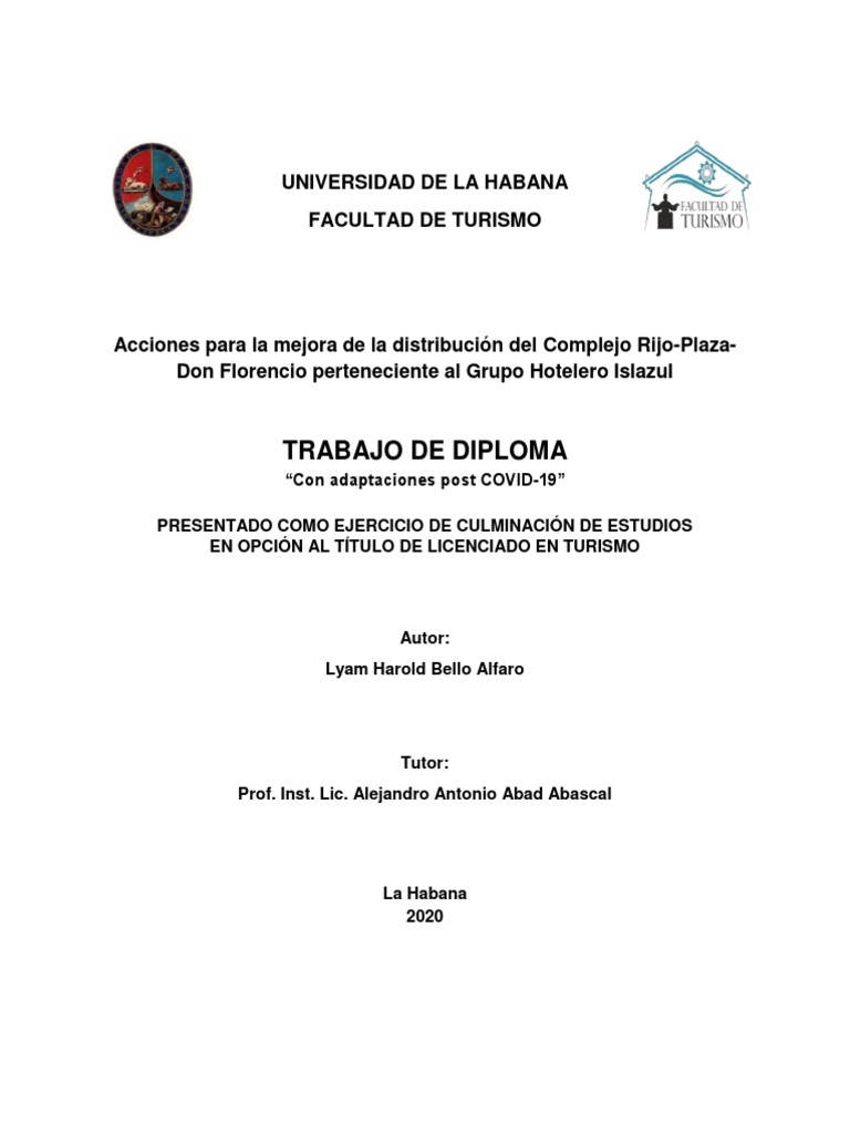 Bello Alfaro Lyam Harold - TD - 2019-2020 | PDF | Marketing | Turismo