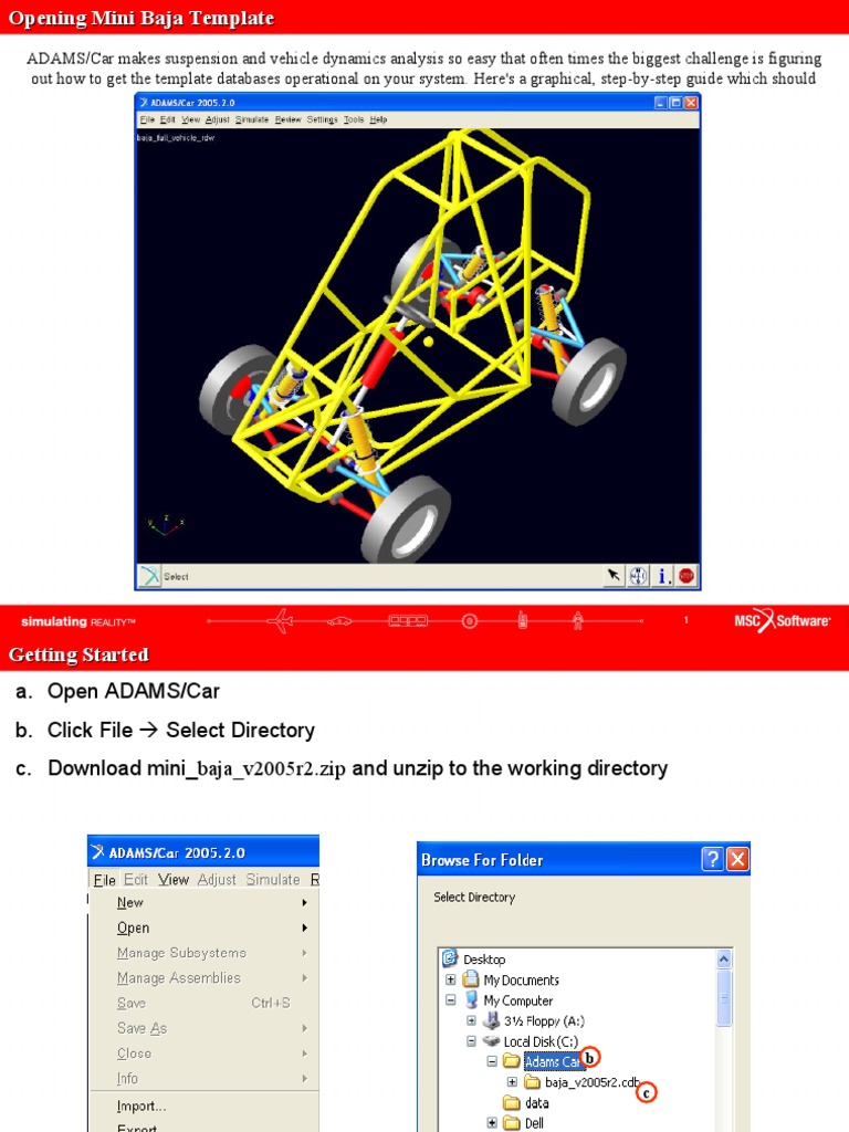 Getting Started with the Mini Baja Vehicle Template in ADAMS/Car | PDF