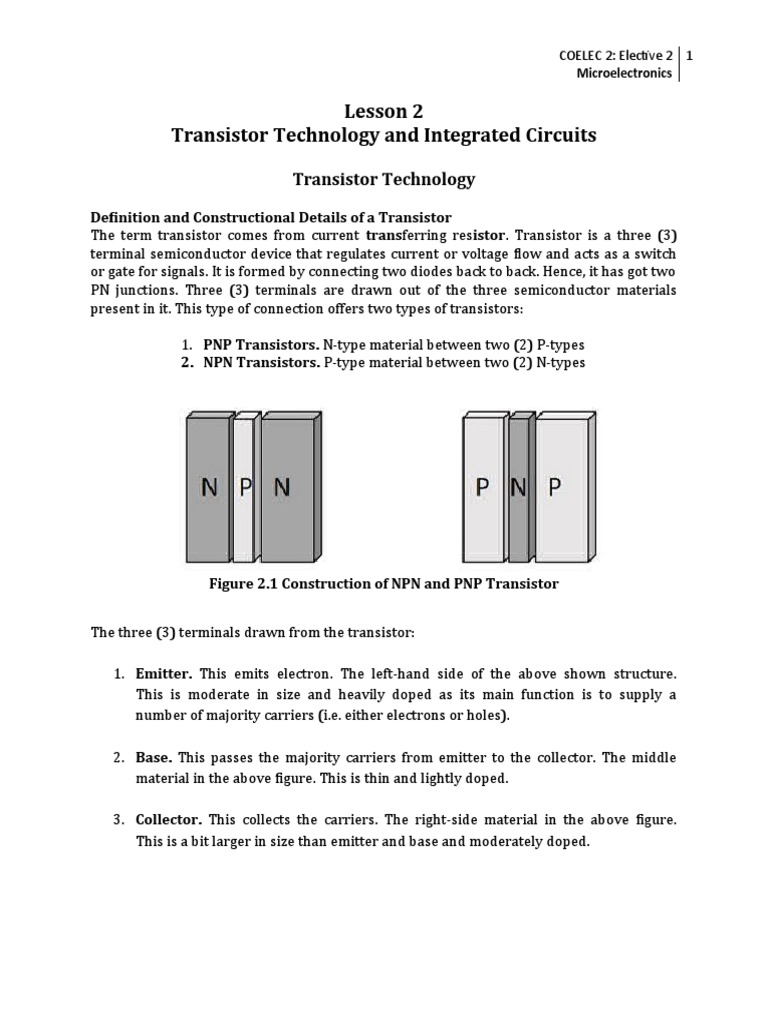 Lesson 2 Module Transistor IC | PDF | Bipolar Junction Transistor ...