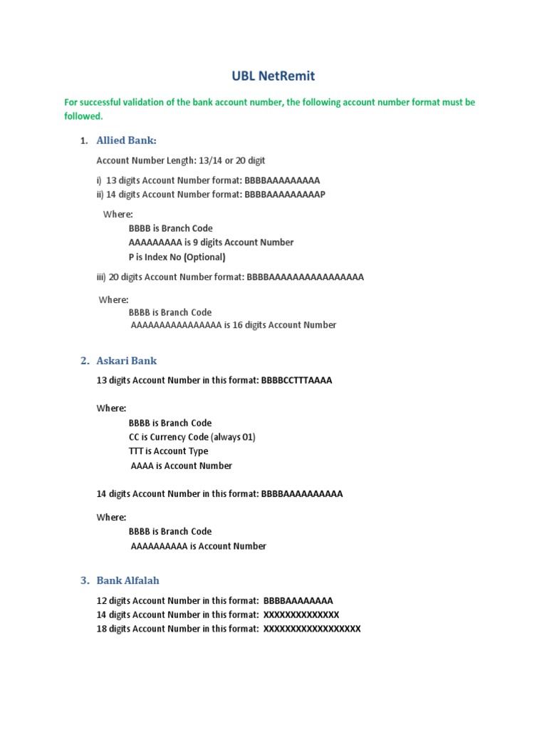 Account Number Format | PDF | Financial Services Companies ...