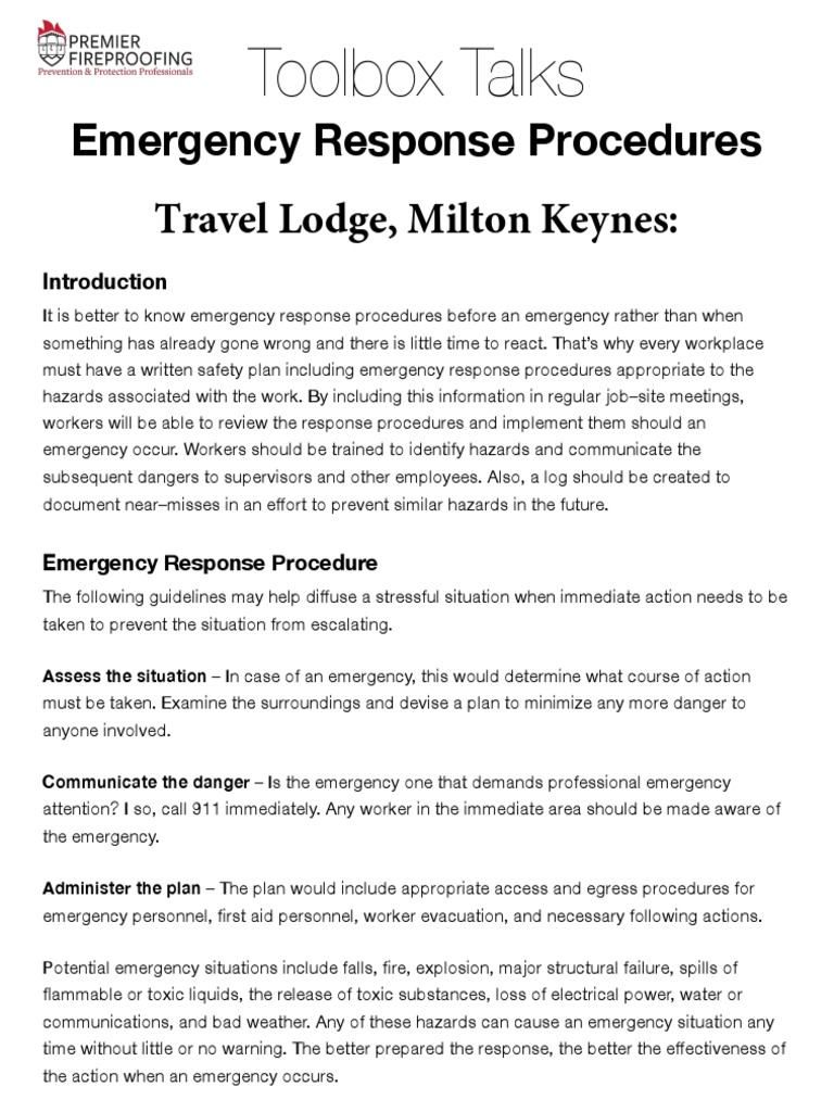Tool Box Talk - MK - Emergency Response Procedures | PDF | Emergency ...
