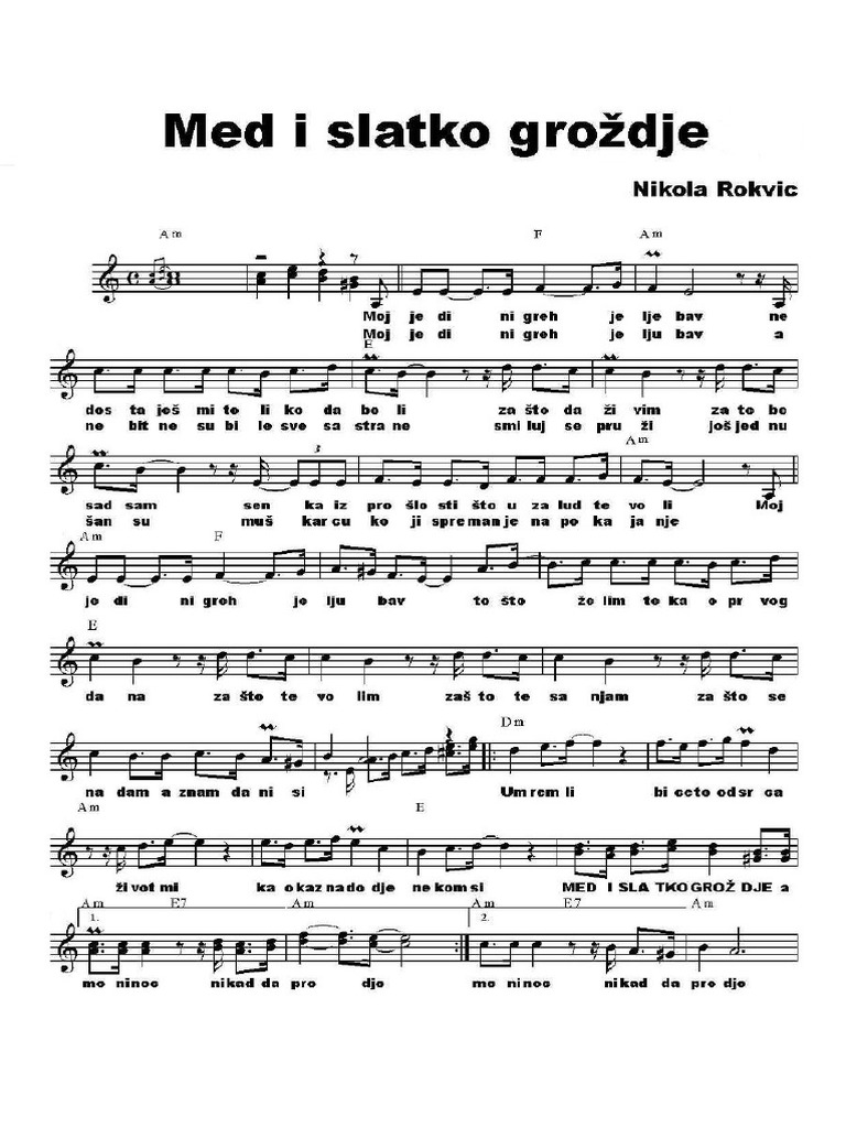 Nikola Rokvic - Med I Slatko Grozdje | PDF