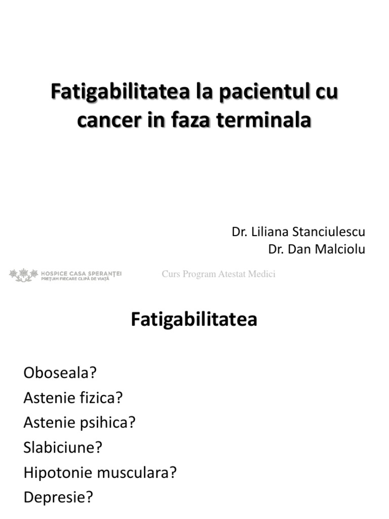 Fatigabilitatea La Pacientul Cu Cancer in Faza Terminala | PDF