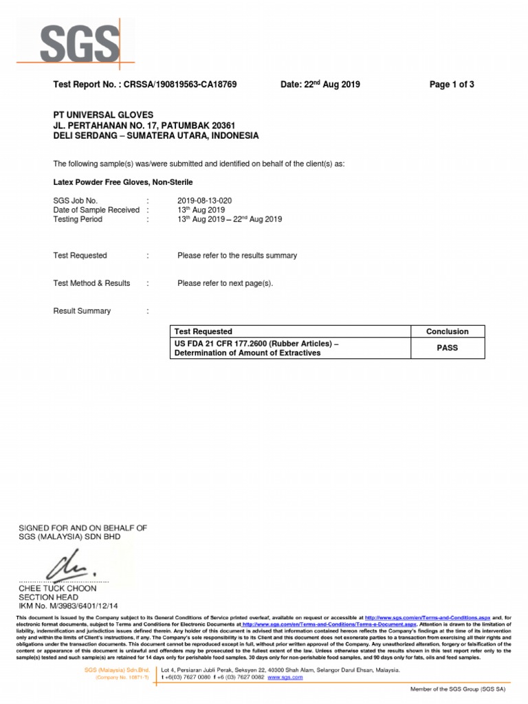 Latex Gloves XLFRT FDA 21 CFR 177.2600 - Latex Powder Free Gloves ...